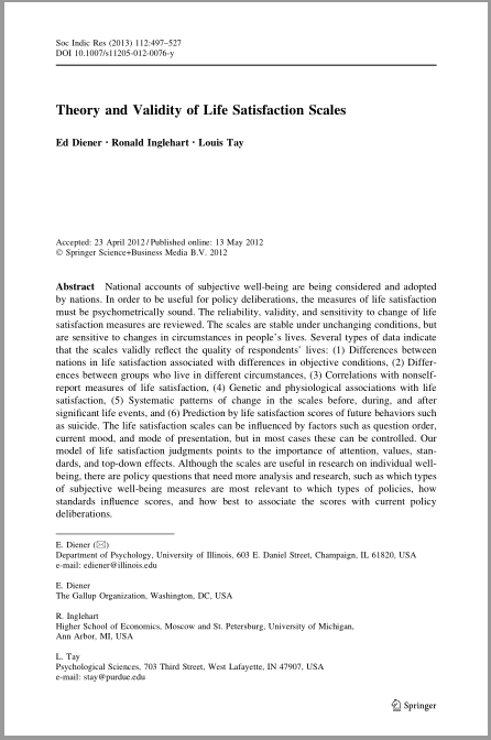 Theory And Validity Of Life Satisfaction Scales